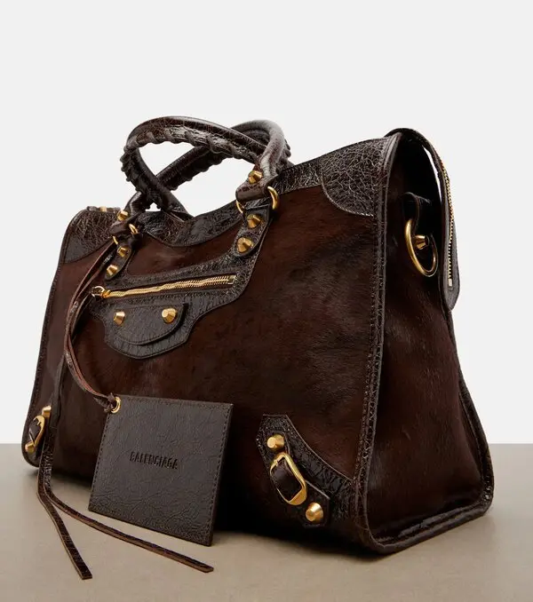 Balenciaga Le City Medium Calf Hair Top-handle Bag - Brown