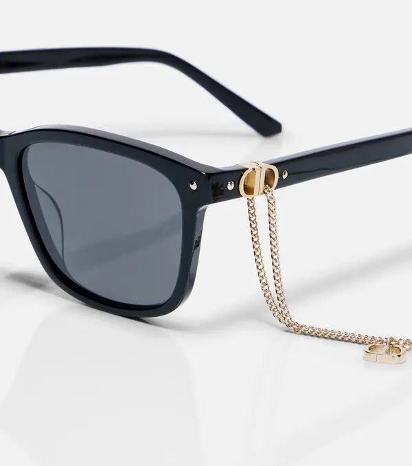 Dior Square Sunglasses With Chain Detail - Black