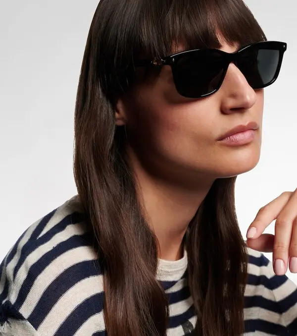 Dior Square Sunglasses With Chain Detail - Black