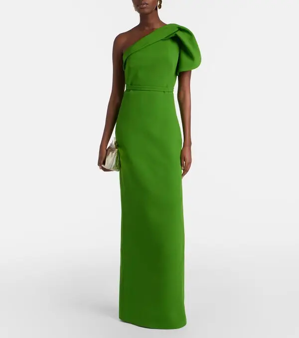 Safiyaa One-shoulder Crêpe Gown - Green