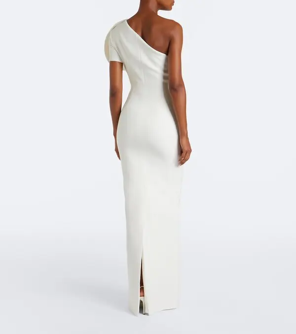 Safiyaa One-shoulder Gown In Verdant Crêpe - White