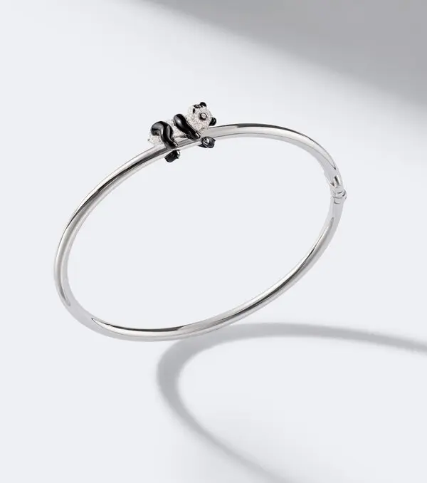 Yvonne Léon 9kt White Gold Diamond And Enamel Panda Bangle