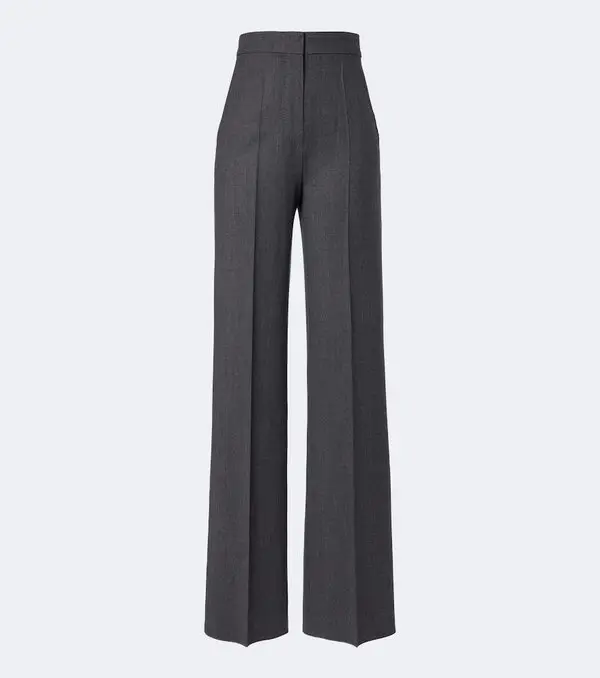 Max Mara Wool-blend Wide-leg Trousers - Grey