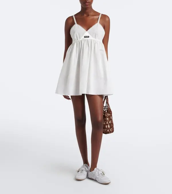 Miu Miu Embroidered Cotton And Linen-blend Mini Dress