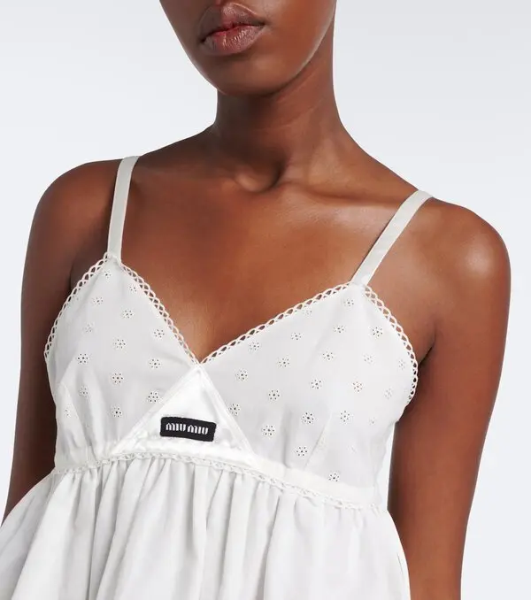 Miu Miu Embroidered Cotton And Linen-blend Mini Dress