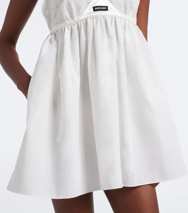 Miu Miu Embroidered Cotton And Linen-blend Mini Dress