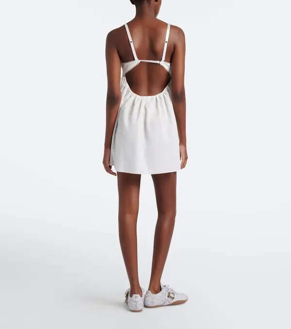 Miu Miu Embroidered Cotton And Linen-blend Mini Dress