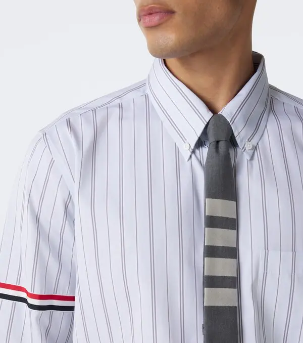Thom Browne 4-bar Striped Cotton Shirt - Grey