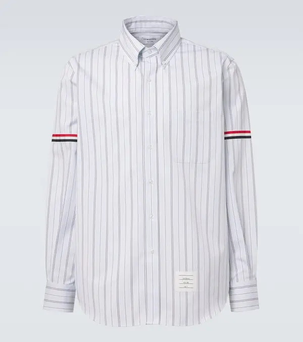 Thom Browne 4-bar Striped Cotton Shirt - Grey