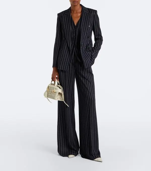 Max Mara Striped Virgin Wool Blend Vest - Blue