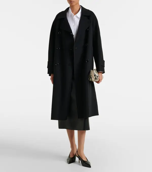 Max Mara Double-breasted Virgin Wool Coat - Black