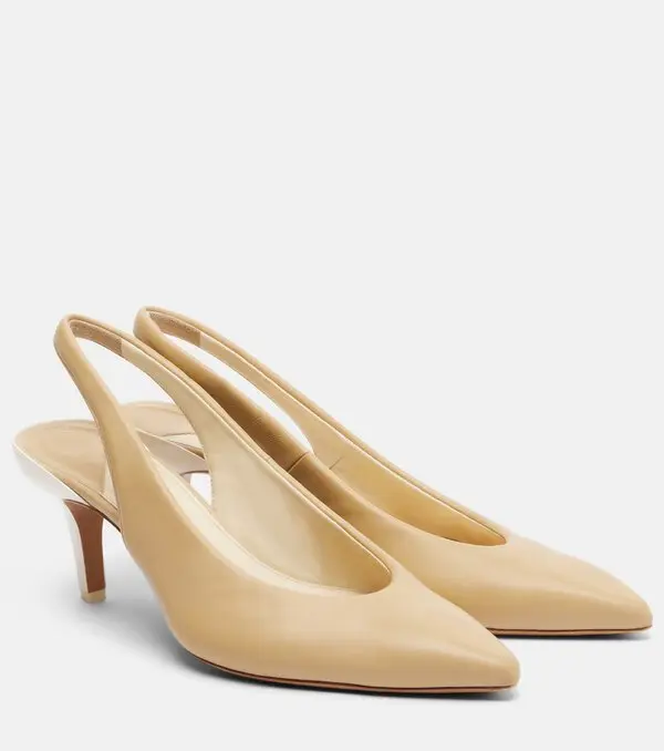 Chloé Suzie Leather Slingback Pumps - Beige