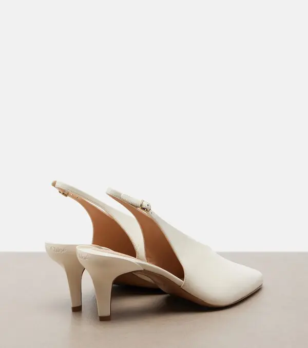 Chloé Suzie Leather Slingback Pumps - White