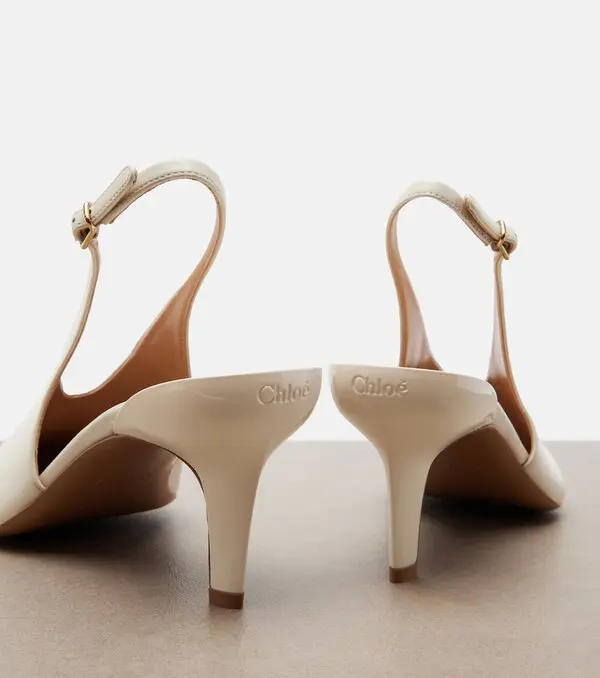 Chloé Suzie Leather Slingback Pumps - White