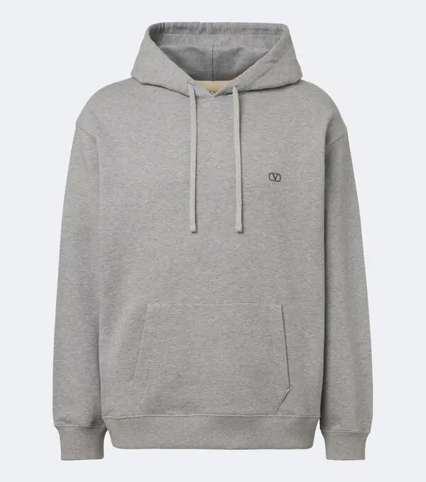 Valentino Garavani Vlogo Cotton Jersey Hoodie - Grey