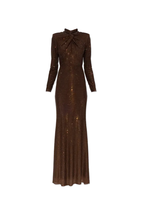 SELF-PORTRAIT Dress With Shimmering Sequins - Brown