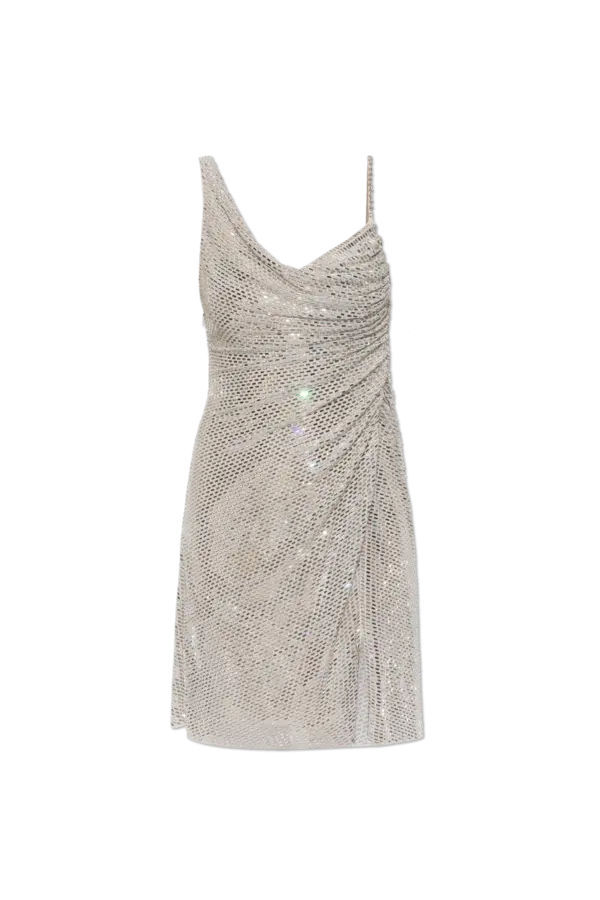 SELF-PORTRAIT Short Dress With Shimmering Sequins - Silver