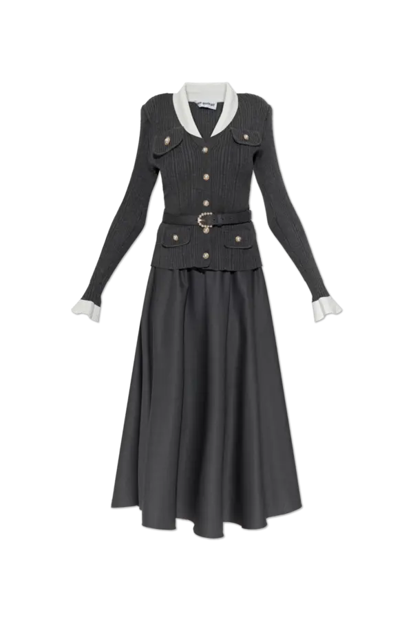 SELF-PORTRAIT Two-piece Dress With Belt - Grey