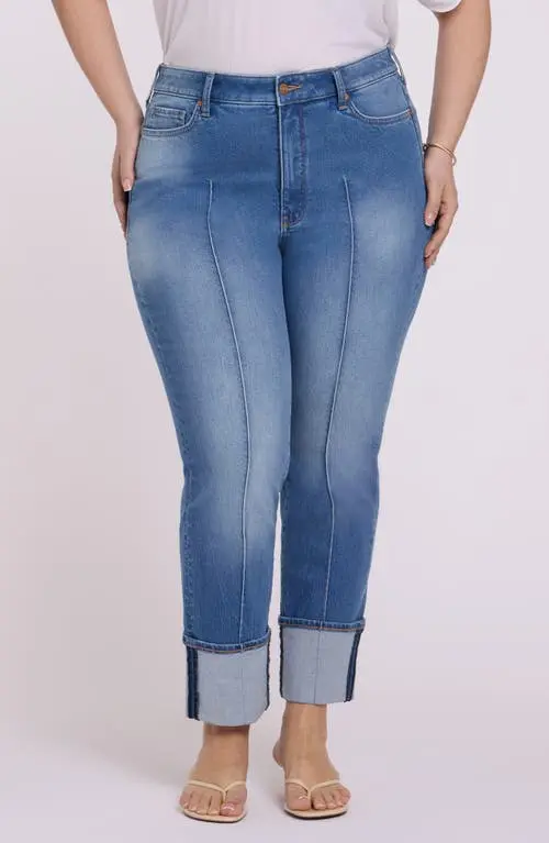 NYDJ Marilyn Cuffed Pintuck Straight Leg Jeans - Pacifica