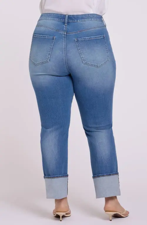NYDJ Marilyn Cuffed Pintuck Straight Leg Jeans - Pacifica