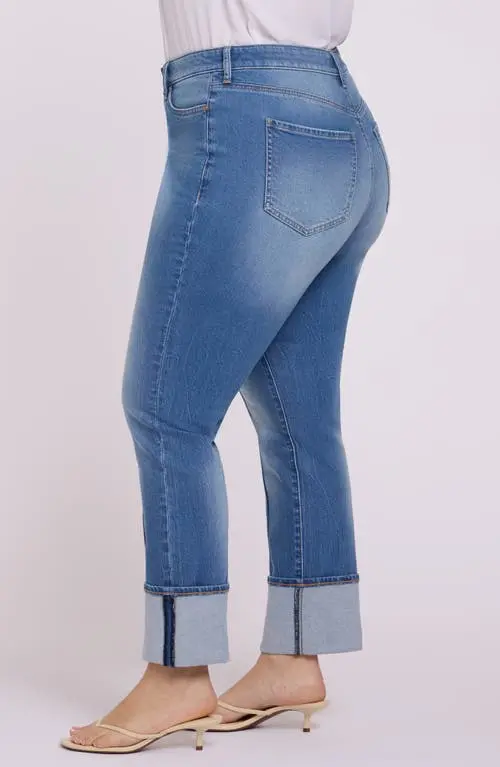 NYDJ Marilyn Cuffed Pintuck Straight Leg Jeans - Pacifica