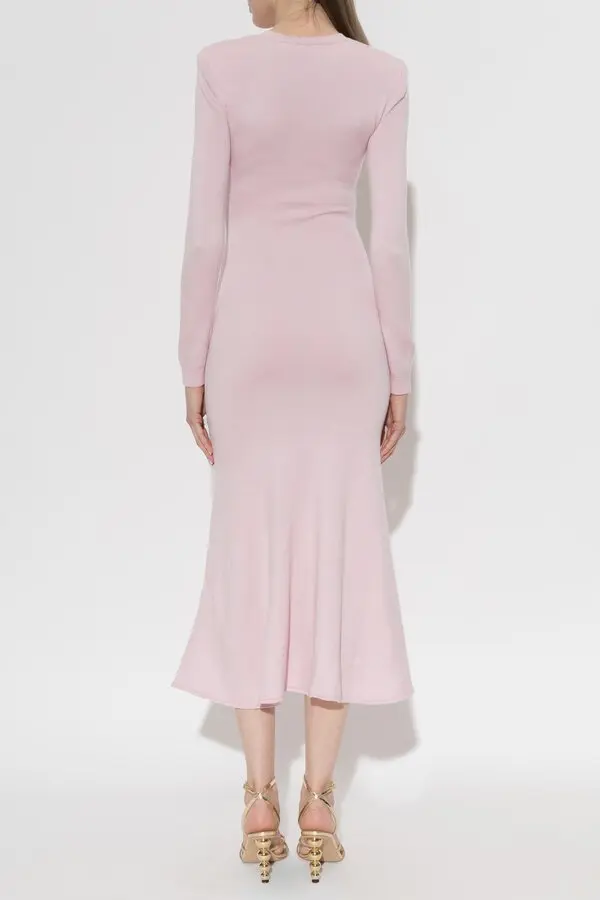 SELF-PORTRAIT Knit Midi Dress With Floral Lace Appliqués