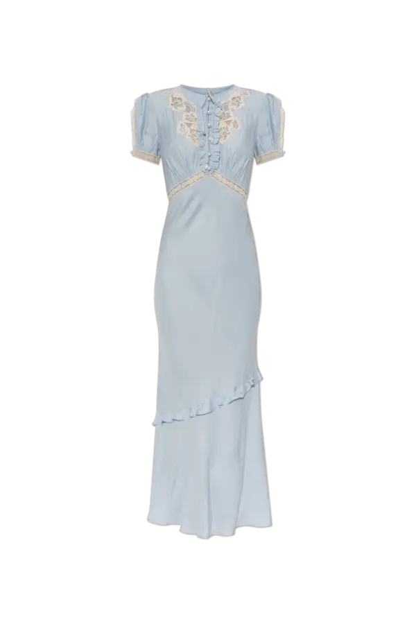 SELF-PORTRAIT Satin Dress With Lace Inserts - Blue