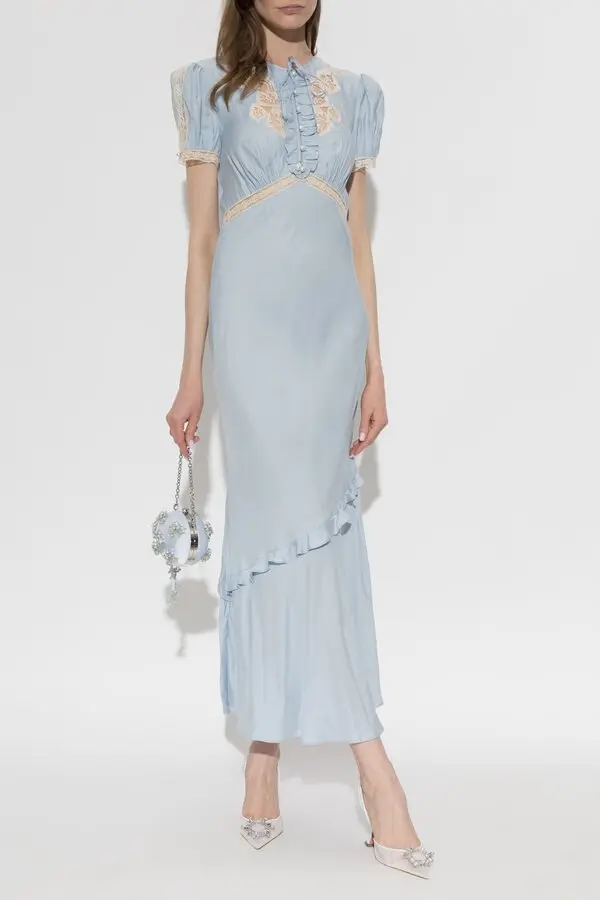 SELF-PORTRAIT Satin Dress With Lace Inserts