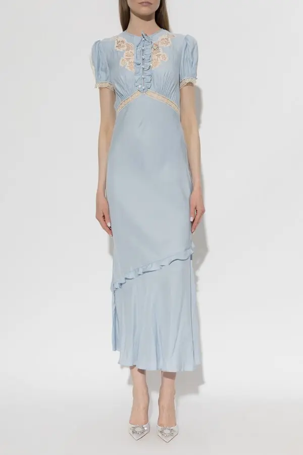 SELF-PORTRAIT Satin Dress With Lace Inserts