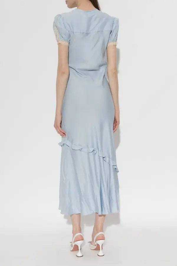 SELF-PORTRAIT Satin Dress With Lace Inserts