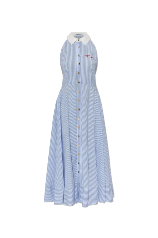 SELF-PORTRAIT Dress With A Striped Pattern - Blue