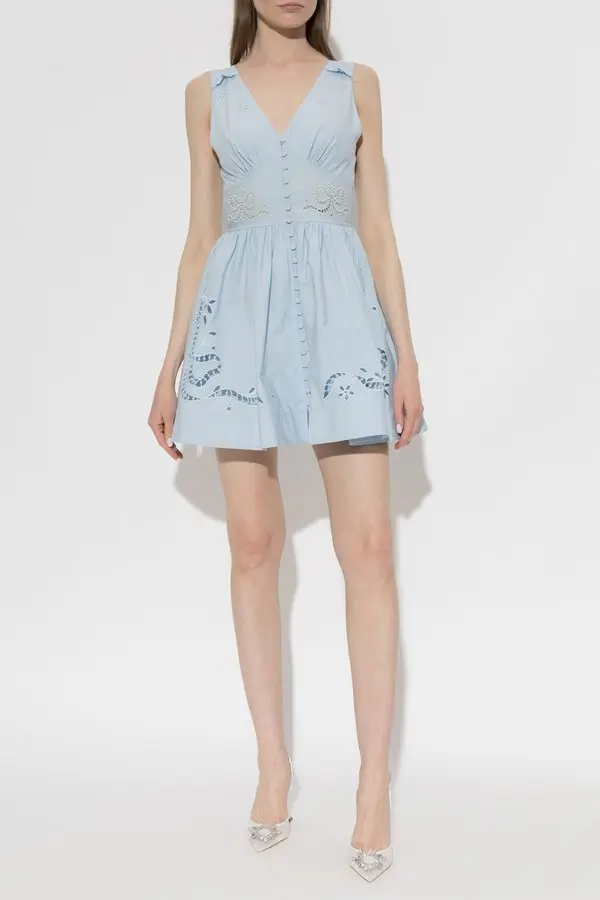 SELF-PORTRAIT Short Dress With Openwork Pattern