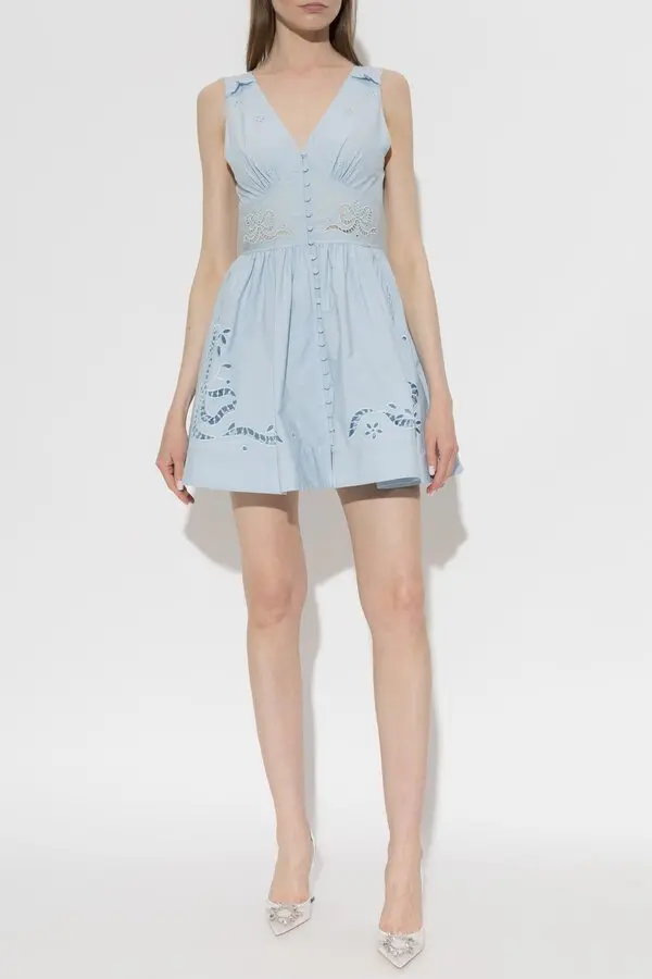 SELF-PORTRAIT Short Dress With Openwork Pattern