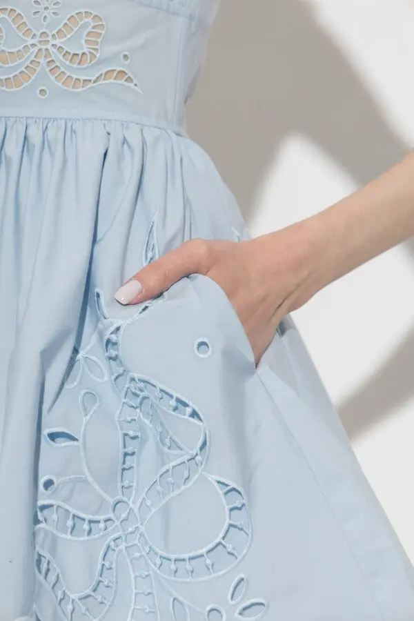 SELF-PORTRAIT Short Dress With Openwork Pattern