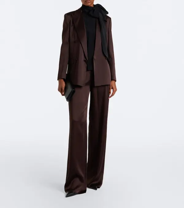 Max Mara Pleated Silk Tie-neck Top - Black