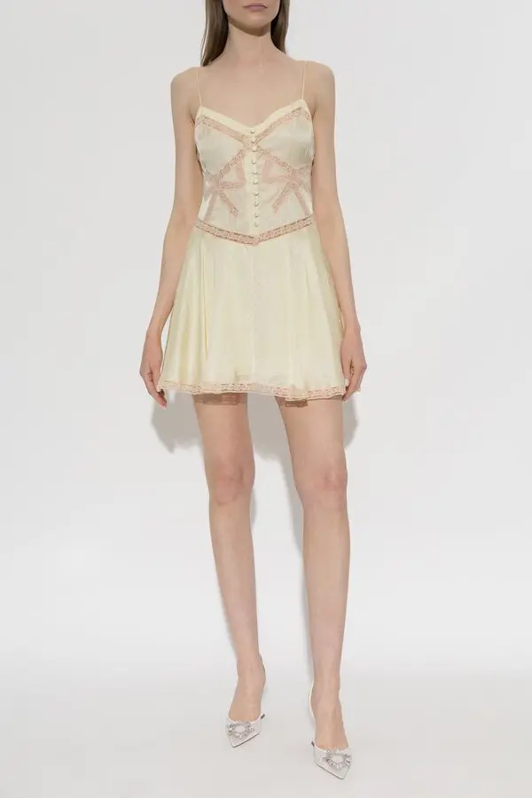 SELF-PORTRAIT Short Dress With Lace Inserts