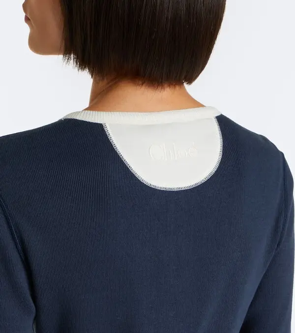 Chloé Ribbed-knit Cotton Jersey Henley Shirt