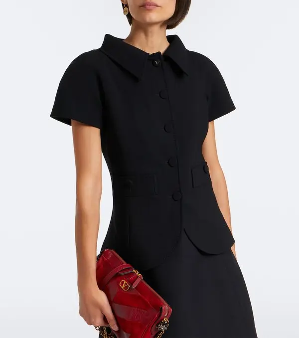 Valentino Garavani Vgold Wool-blend Short Sleeve Jacket