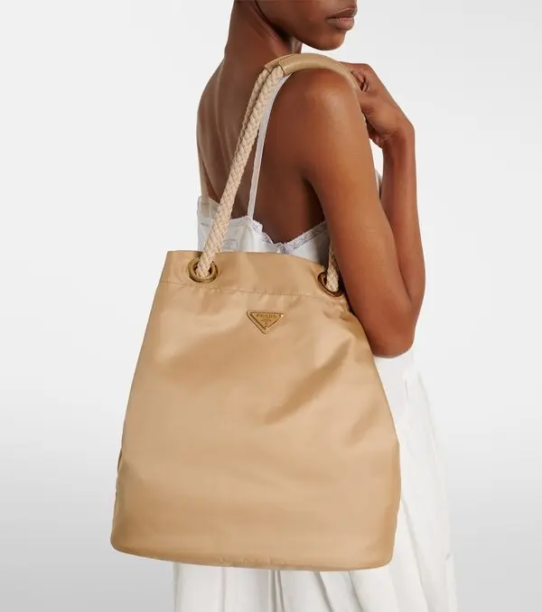 Prada Large Re-nylon Bucket Bag - Beige