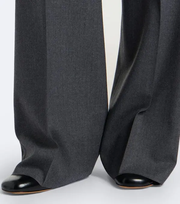 Max Mara Wool-blend Wide-leg Pants - Grey