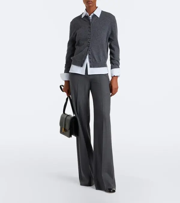 Max Mara Wool-blend Wide-leg Pants - Grey