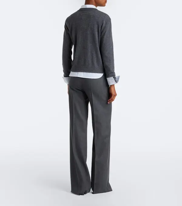 Max Mara Wool-blend Wide-leg Pants - Grey