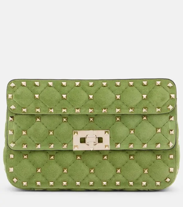 Valentino Garavani Rockstud Spike Small Suede Top-handle Bag