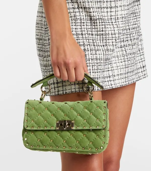 Valentino Garavani Rockstud Spike Small Suede Top-handle Bag