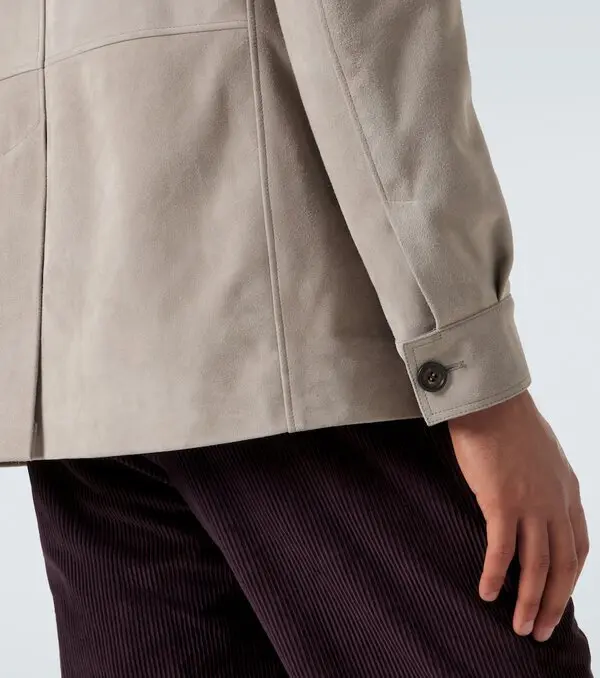 Eleventy Shearling-trimmed Suede Field Jacket