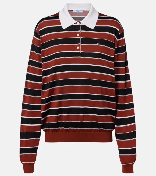 Prada Striped Silk Polo Shirt