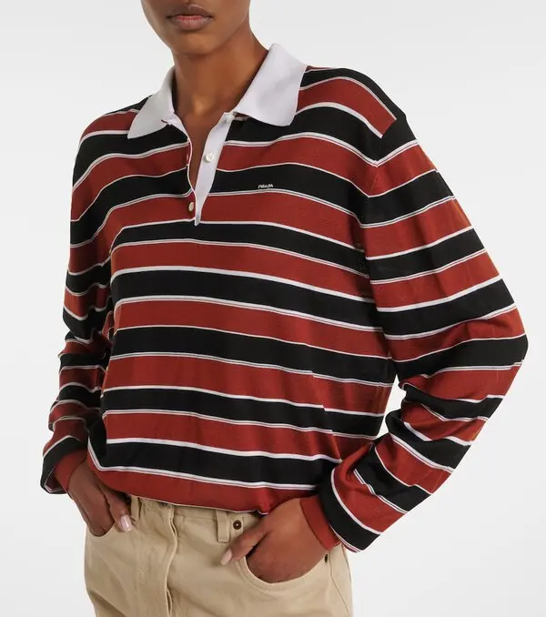 Prada Striped Silk Polo Shirt