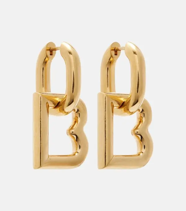 Balenciaga Brass Hoop Earrings - Gold