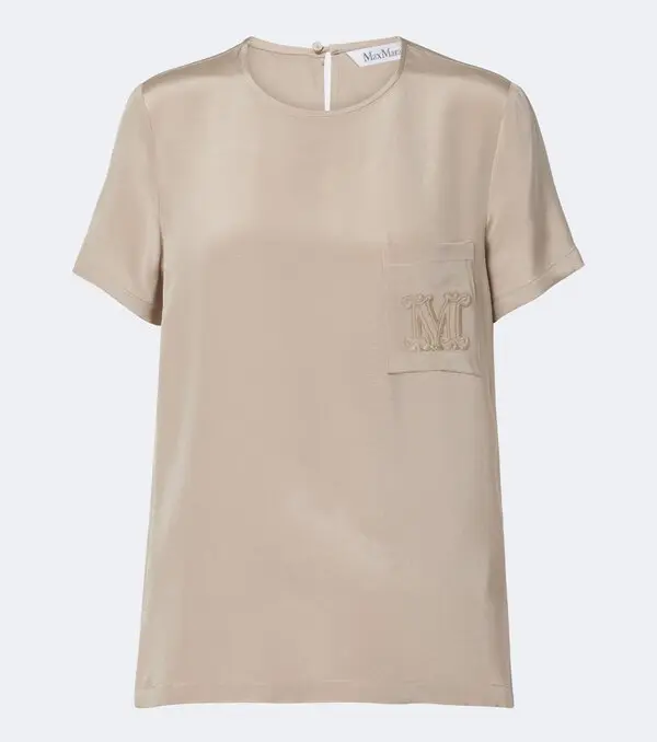 Max Mara Logo Embellished Silk Blouse