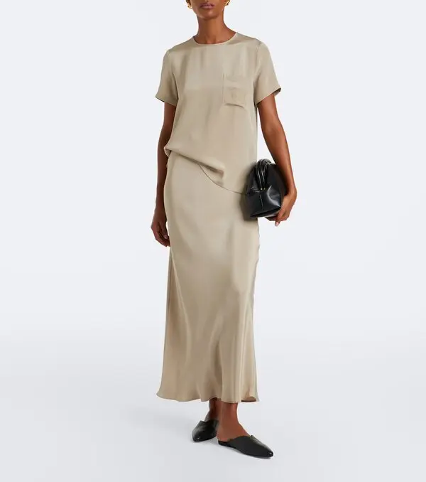 Max Mara Logo Embellished Silk Blouse